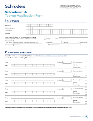 Fillable Online Schroders ISA Top-up Application Form Fax Email Print ...
