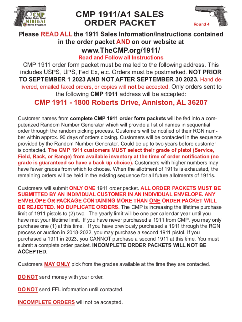 Fillable Online CMP Prepares to Open Second Round of 1911 Pistol ...