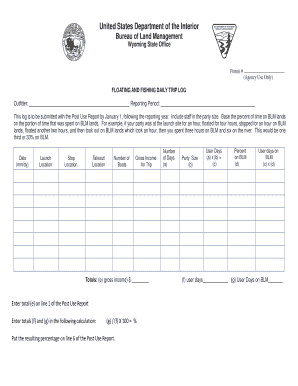 Fillable Online blm Float Log - - Bureau of Land Management Fax Email ...