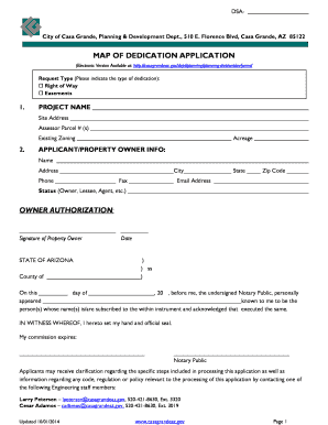 Fillable Online Map of dedication application owner authorization ...