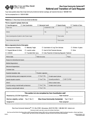 Fillable Online Referral and Transition of Care Request - Blue Cross ...