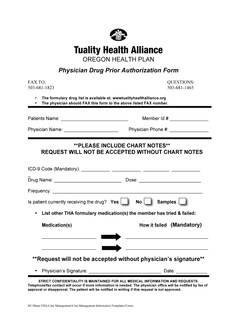 Fillable Online tualityhealthalliance Pharmacy form - Tuality Health ...