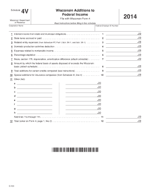 Fillable Online revenue wi Schedule 4V Wisconsin Department of Revenue ...