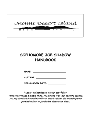 Fillable Online mdihs u98 k12 me JOB SHADOW HANDBOOK - MDI High School ...