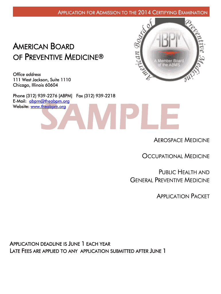 Fillable Online abprevmed Sample Application Form (AM, OM, PHGPM ...