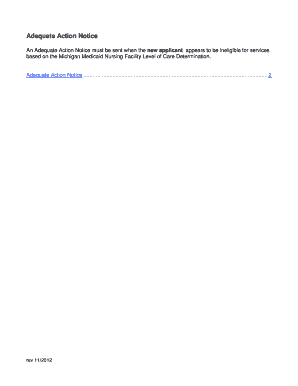 Fillable Online michigan Adequate Action Notice - State of Michigan ...
