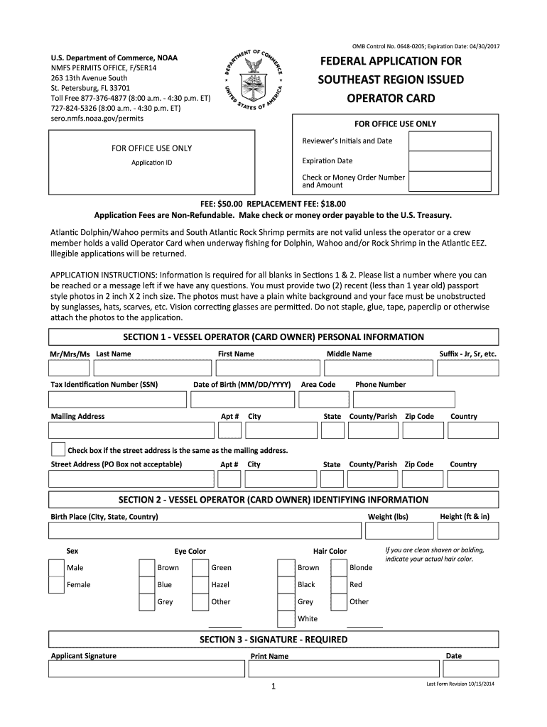 Fillable Online sero nmfs noaa Fill Out Permit Apps - Southeast ...