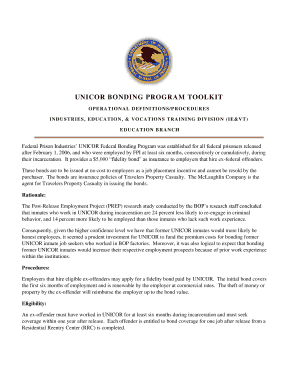 Fillable Online bop UNICOR BONDING PROGRAM TOOLKIT Fax Email Print ...