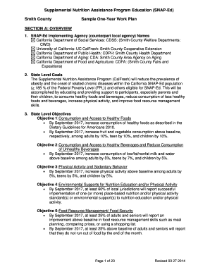 Fillable Online cdph ca One Year Work Plan Sample - California ...