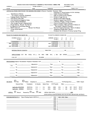 Fillable Online justice IJ Worksheet in Removal Proceedings - justice ...