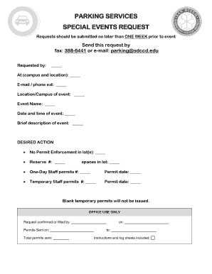 Fillable Online police sdccd PARKING SERVICES REQUEST FORM Fax Email ...