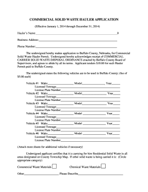 Fillable Online buffalogov COMMERCIAL SOLID WASTE HAULER APPLICATION ...