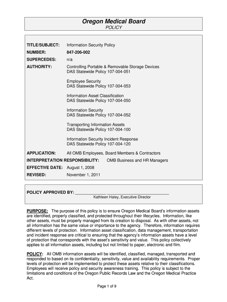 Fillable Online oregon Policy sample TEMPLATE - oregon Fax Email Print ...