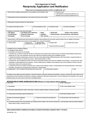 Fillable Online odh ohio Reciprocity Application HEA 5522 Rev 1-15 ...