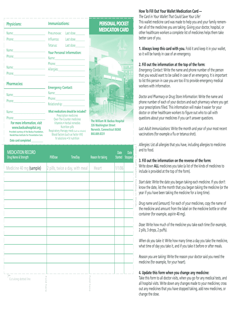 Fillable Online Personal pocket medication card - The William W Backus ...