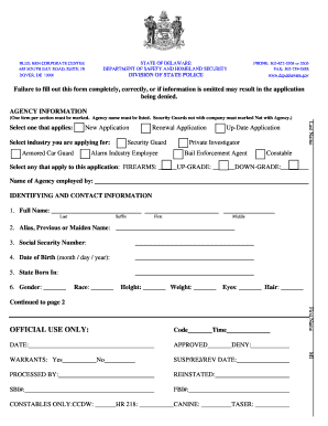 Fillable Online dsp delaware Constable Employee Application Fax Email ...