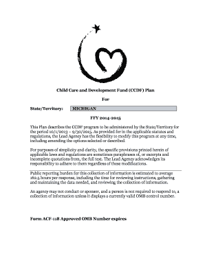 Fillable Online This Plan describes the CCDF program to be administered ...