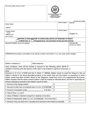 Fillable Online hib uscourts Chapter 13 CHAPTER 13 PLAN MOTION TO AVOID ...