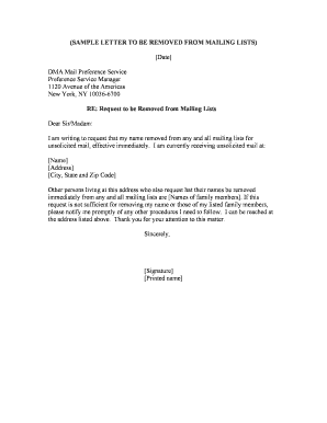 Fillable Online file lacounty (SAMPLE LETTER TO BE REMOVED FROM MAILING ...