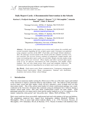 Fillable Online Daily Report Cards A Recommended Intervention in the bb ...