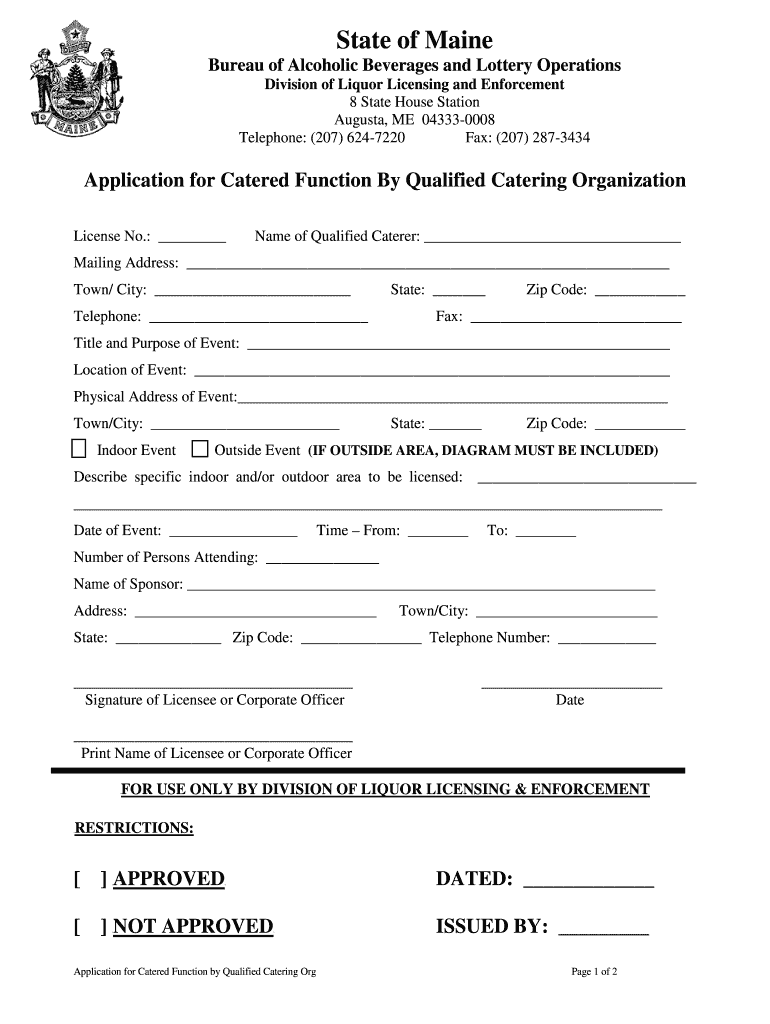 Fillable Online maine Qualified Catering Application (PDF 75 KB) Fax ...