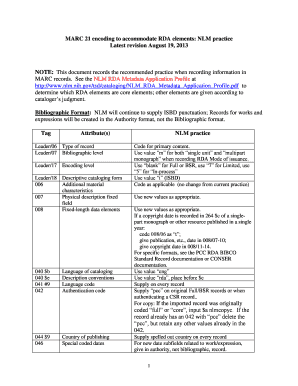 Fillable Online nlm nih MARC21 changes to accommodate RDA elements ...