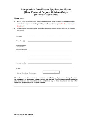 Fillable Online Completion Certificate Application Form ( ... Fax Email ...