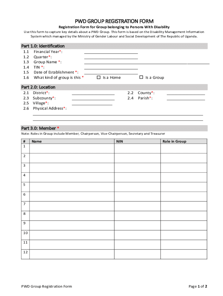 Fillable Online PWD GROUP REGISTRATION FORM Fax Email Print - pdfFiller