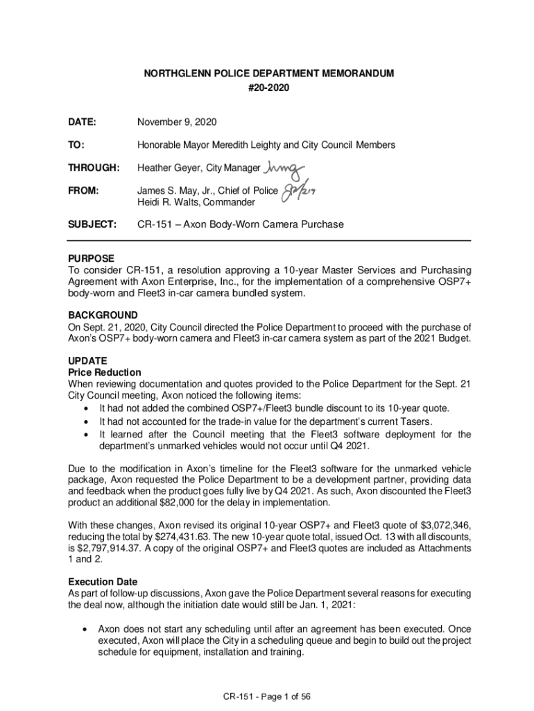 Fillable Online webdocs northglenn Northglenn Police Department - Memo ...