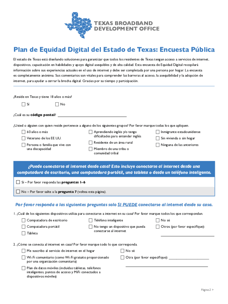 Completable En línea BDO Plan de Equidad Digital del Estado de Texas ...