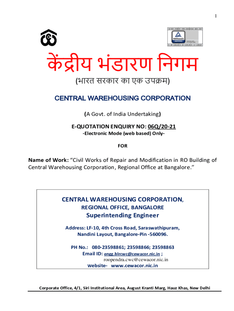Fillable Online Central Warehousing Corporation (CWC)' ... Fax Email ...