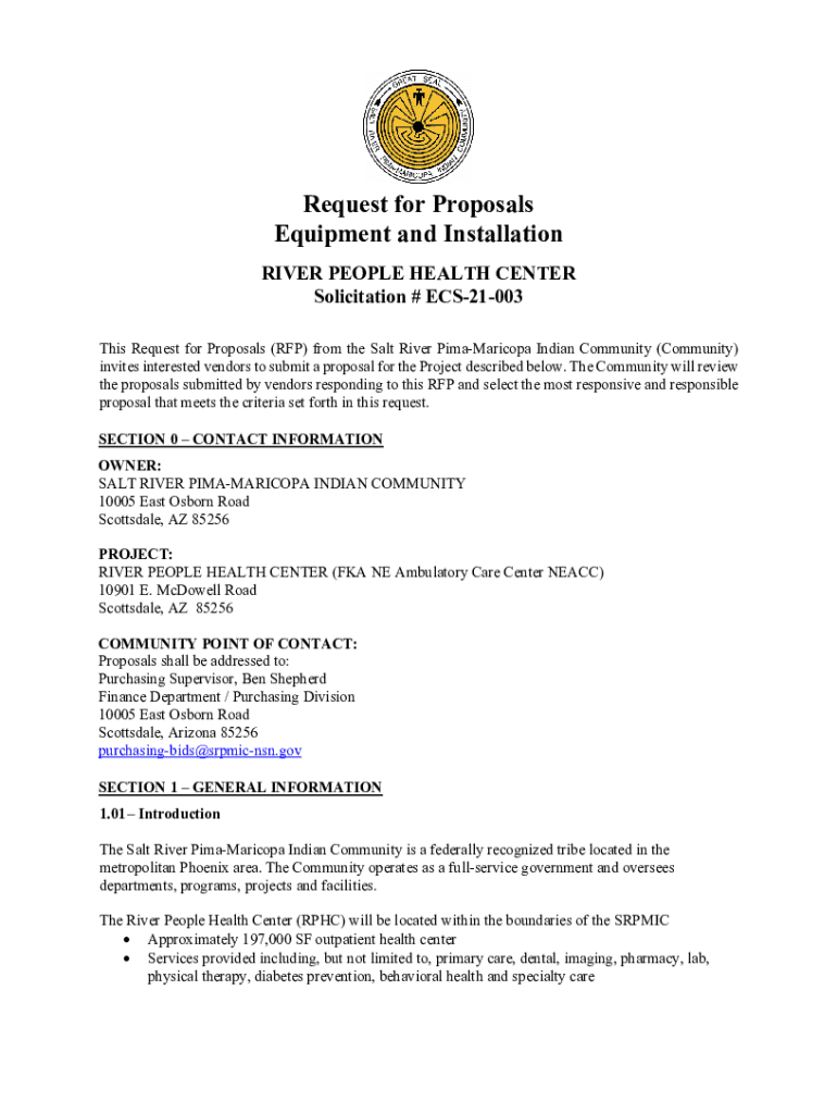 Fillable Online Request for Proposals Equipment and Installation Fax ...