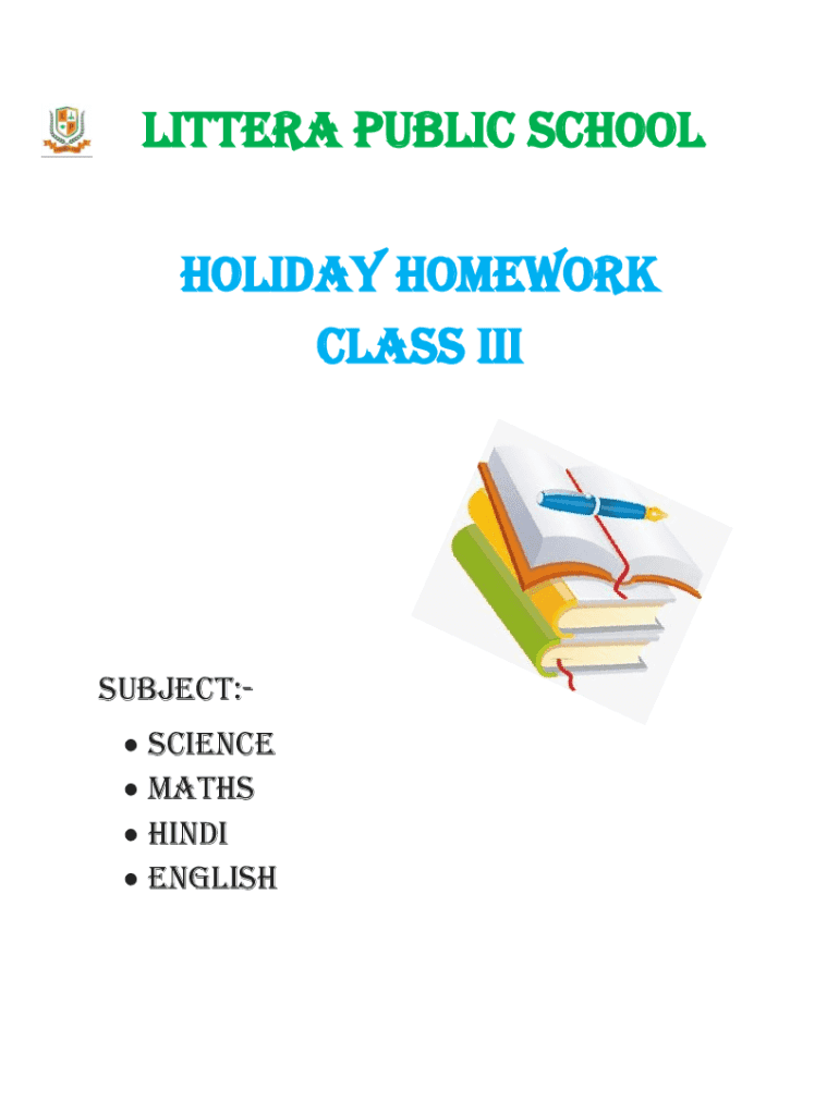 Fillable Online Holiday Homework Class III Fax Email Print - pdfFiller