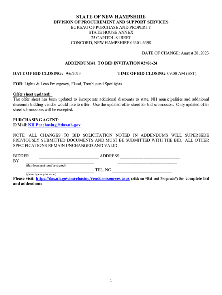 Fillable Online ADDENDUM #1 TO BID INVITATION #2786-24 Fax Email Print ...