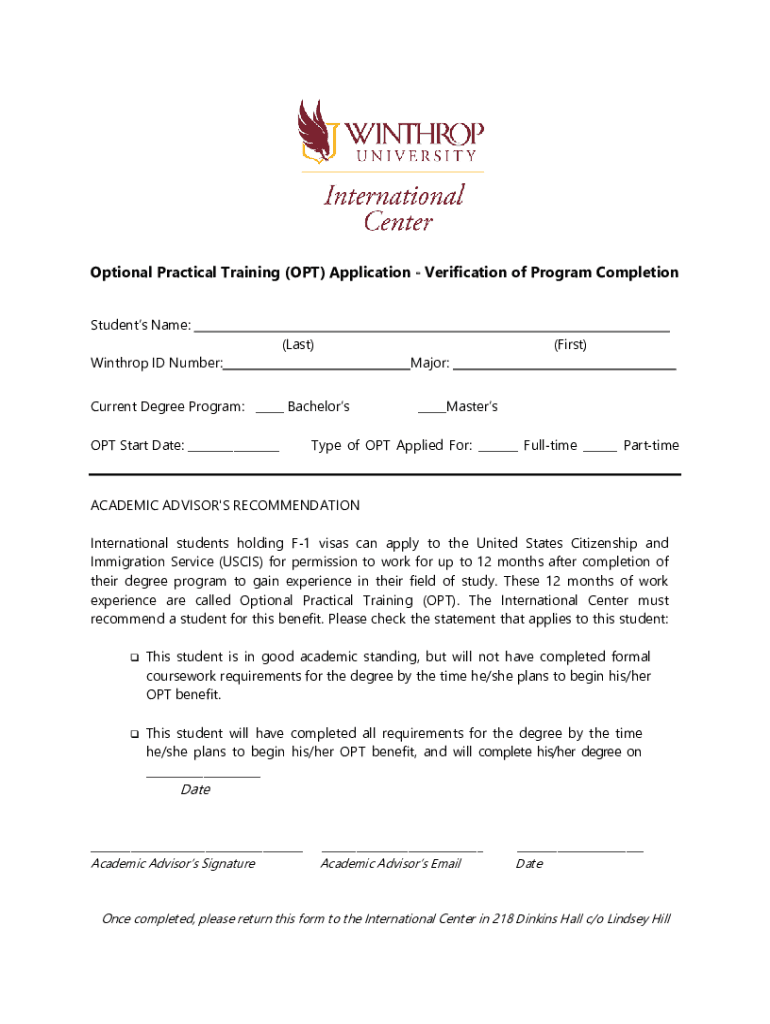 Fillable Online Verification of Completion Date of Program Advisors ...