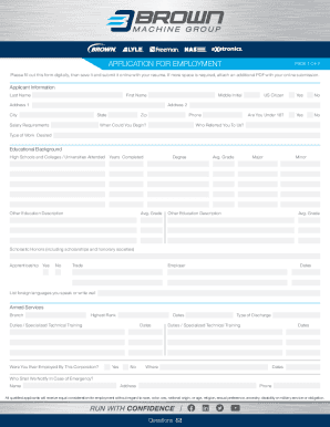 Fillable Online Brown Machine Group Employment Application. Brown ...