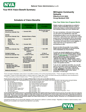 Fillable Online Your NVA Vision Benefit Summary Millington Community ...