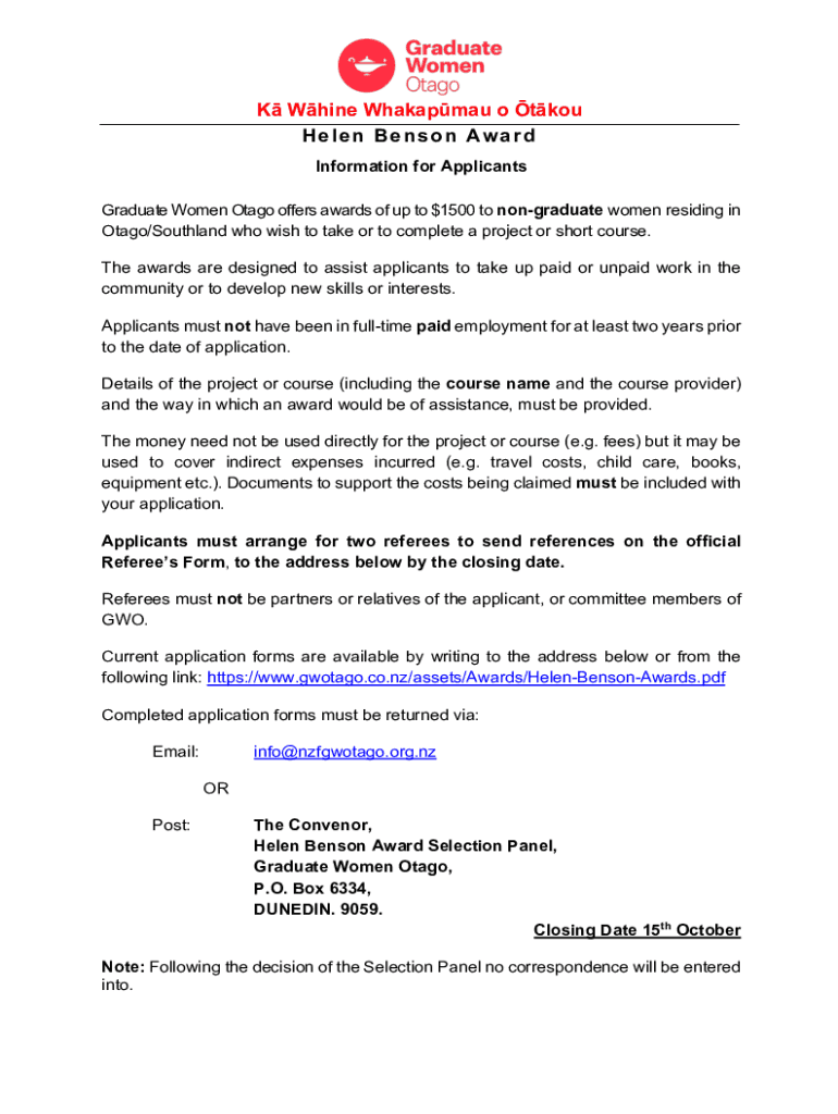 Fillable Online HomeGraduate Women Otago Fax Email Print - pdfFiller