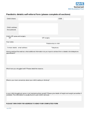 Fillable Online Outpatient Pediatric Nutrition Referral Form Fax Email ...