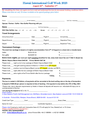 Fillable Online Hawaii International Golf Week Registration Form 2023.docx Fax Email Print ...