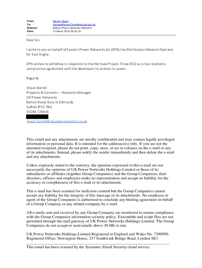 Fillable Online infrastructure planninginspectorate gov General Headed Letter - National ...