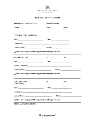 Fillable Online BUILDING ACTIVITY FORM Fax Email Print - pdfFiller