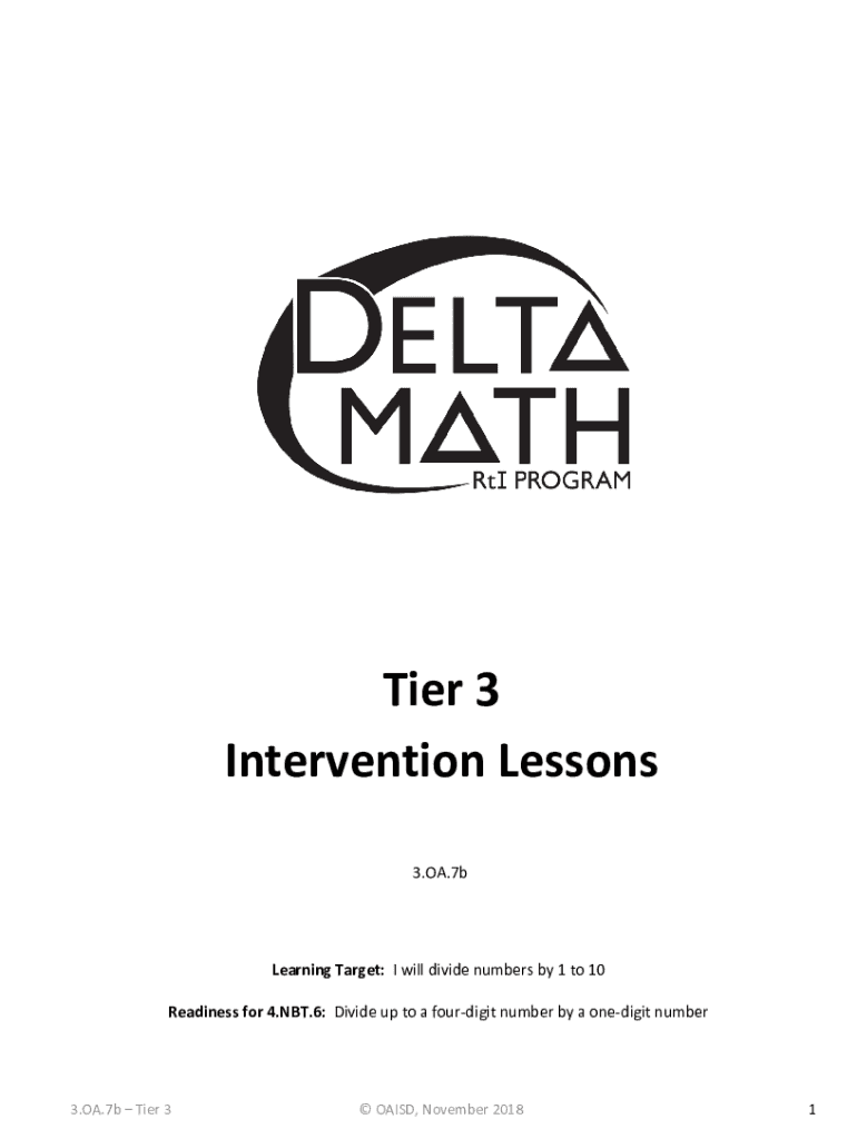 Fillable Online 4th Grade Lessons - Tier 3 Intervention - Delta Math ...