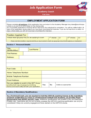 Fillable Online Job Application Form Part time coach.docx Fax Email ...