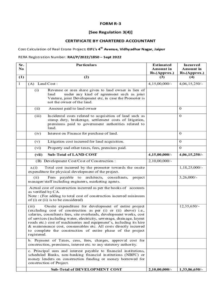 Fillable Online FORM R-3 See Regulation 3(4) CERTIFICATE BY ... Fax ...