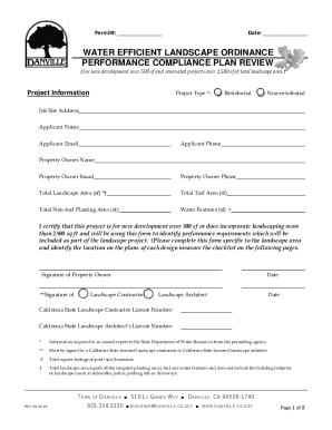 Fillable Online WATER EFFICIENT LANDSCAPE ORDINANCE PERFORMANCE ... Fax ...