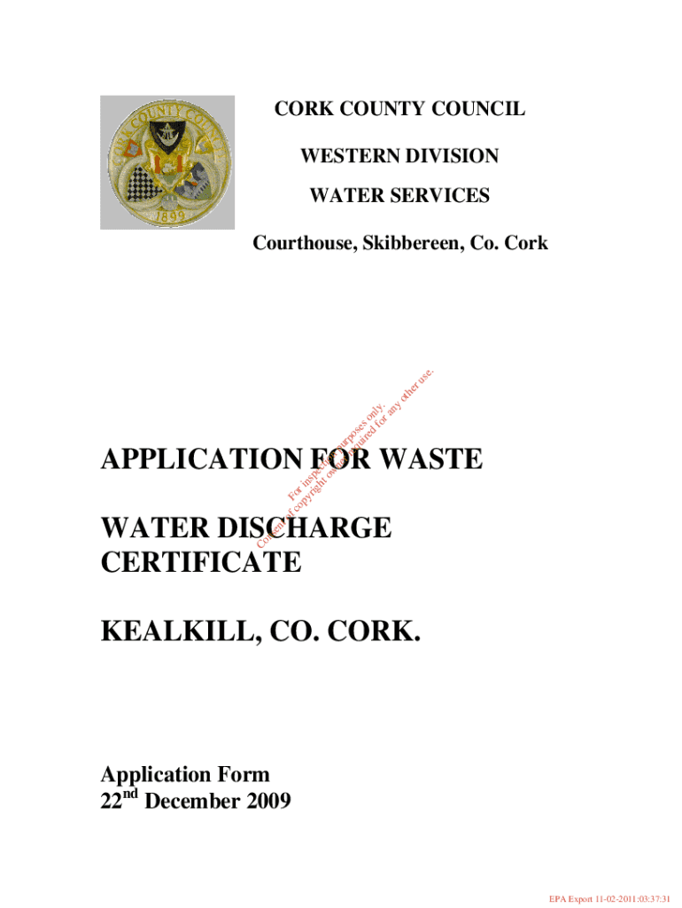 Fillable Online Waste Water Discharge Certificate Application for ...