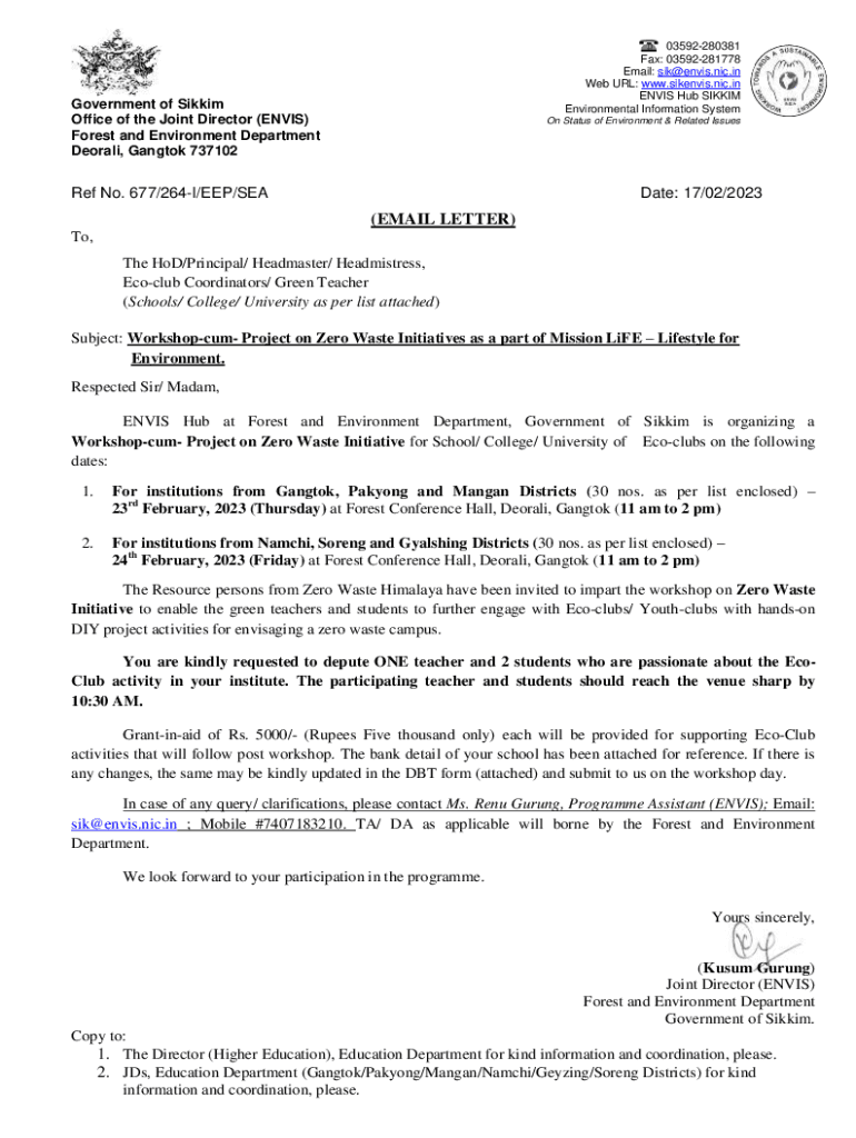 Fillable Online sikenvis nic Home: ENVIS Centre Sikkim - Status of ...