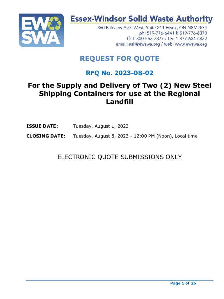 Fillable Online Request for Quotation Customised Containers Fax Email ...