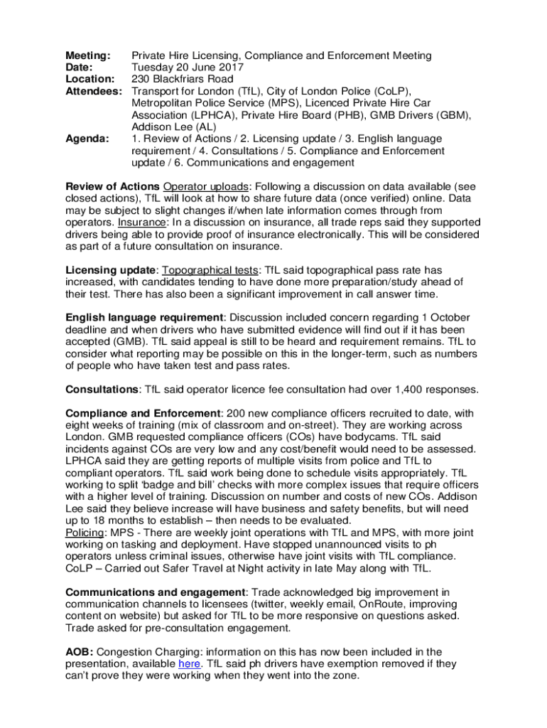 Fillable Online TfL taxi compliance officers can now carry out road ...